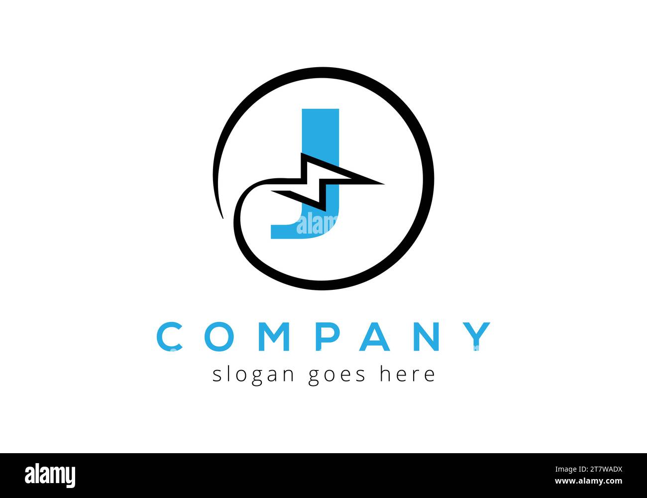 Letter J lighting thunder bolt Logo Design Vector Template. Electric ...