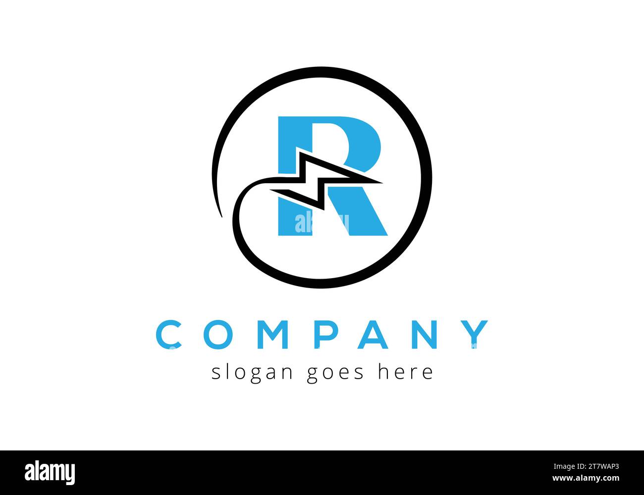 Letter R lighting thunder bolt Logo Design Vector Template. Electric ...