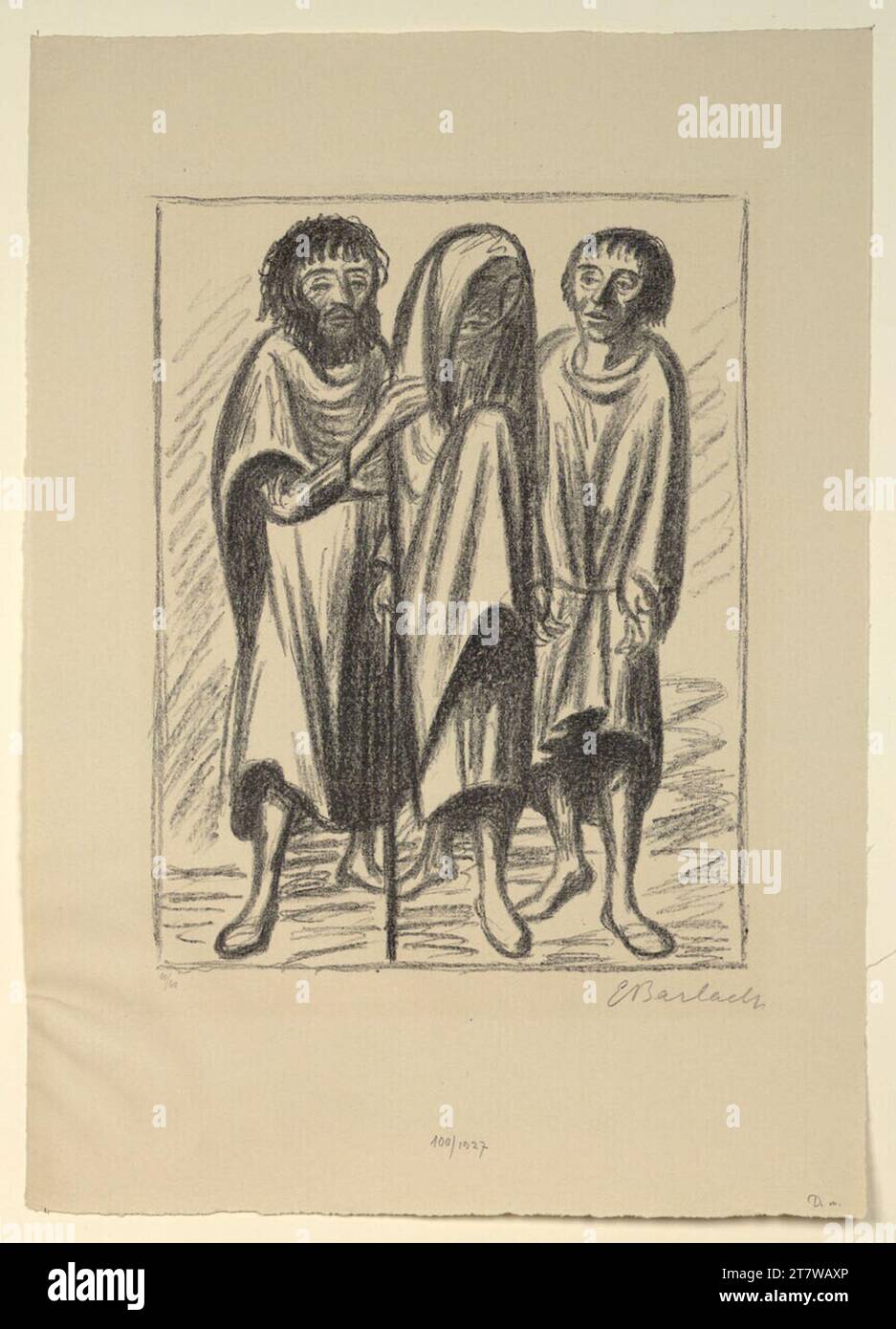 Ernst Barlach Love in suffering. Lithography, letters 1924 , 1924 Stock ...