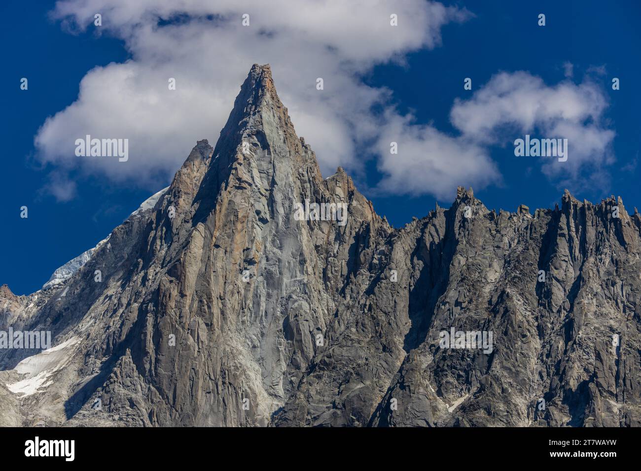 Aiguille du Dru, Les Drus mountain peak, Petit Dru summit in Chamonix ...