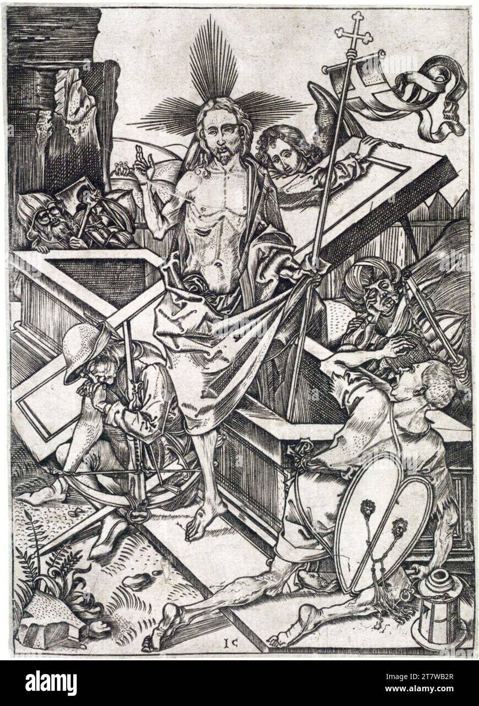 Monogrammist IC The resurrection. Copper engraving print Ende 15. Jh ...