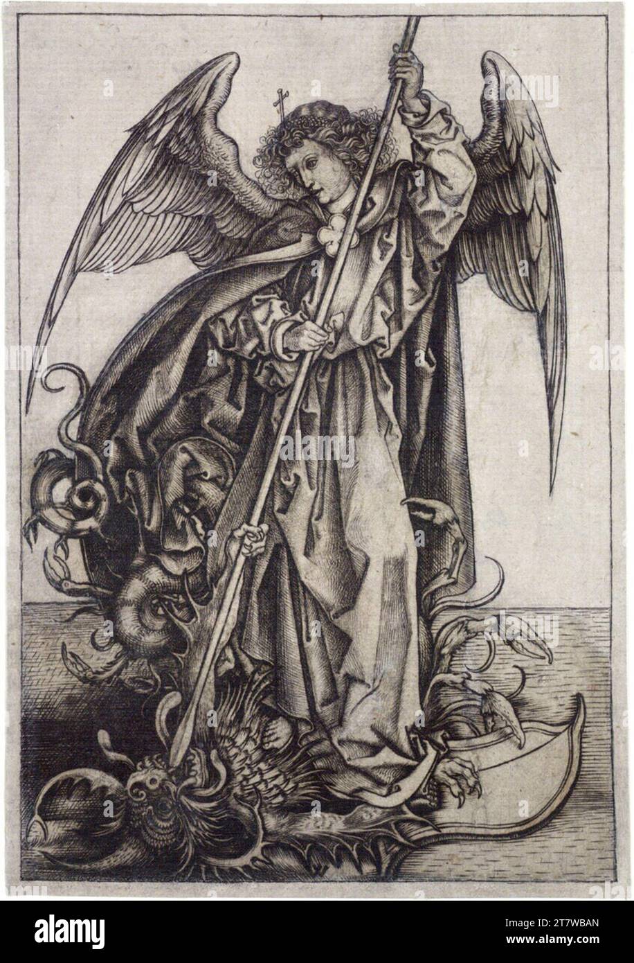 Wenzel von Olmütz The St. Michael. Copper engraving print Ende 15. Jh ...