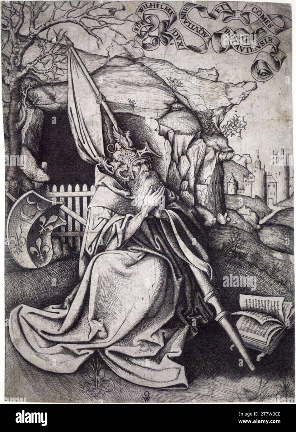 Monogrammist OW Saint Wilhelm. Copper engraving print Stock Photo - Alamy
