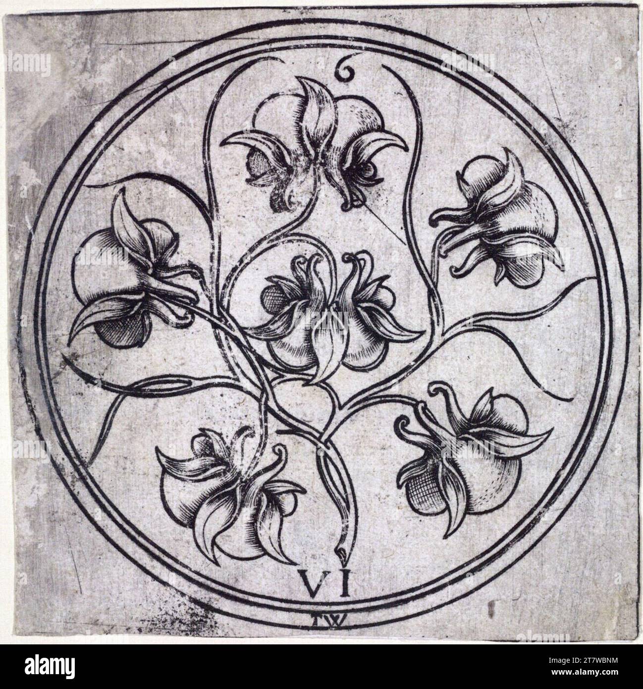 Telman von Wesel Painting six. Copper engraving print around 1500 Stock ...