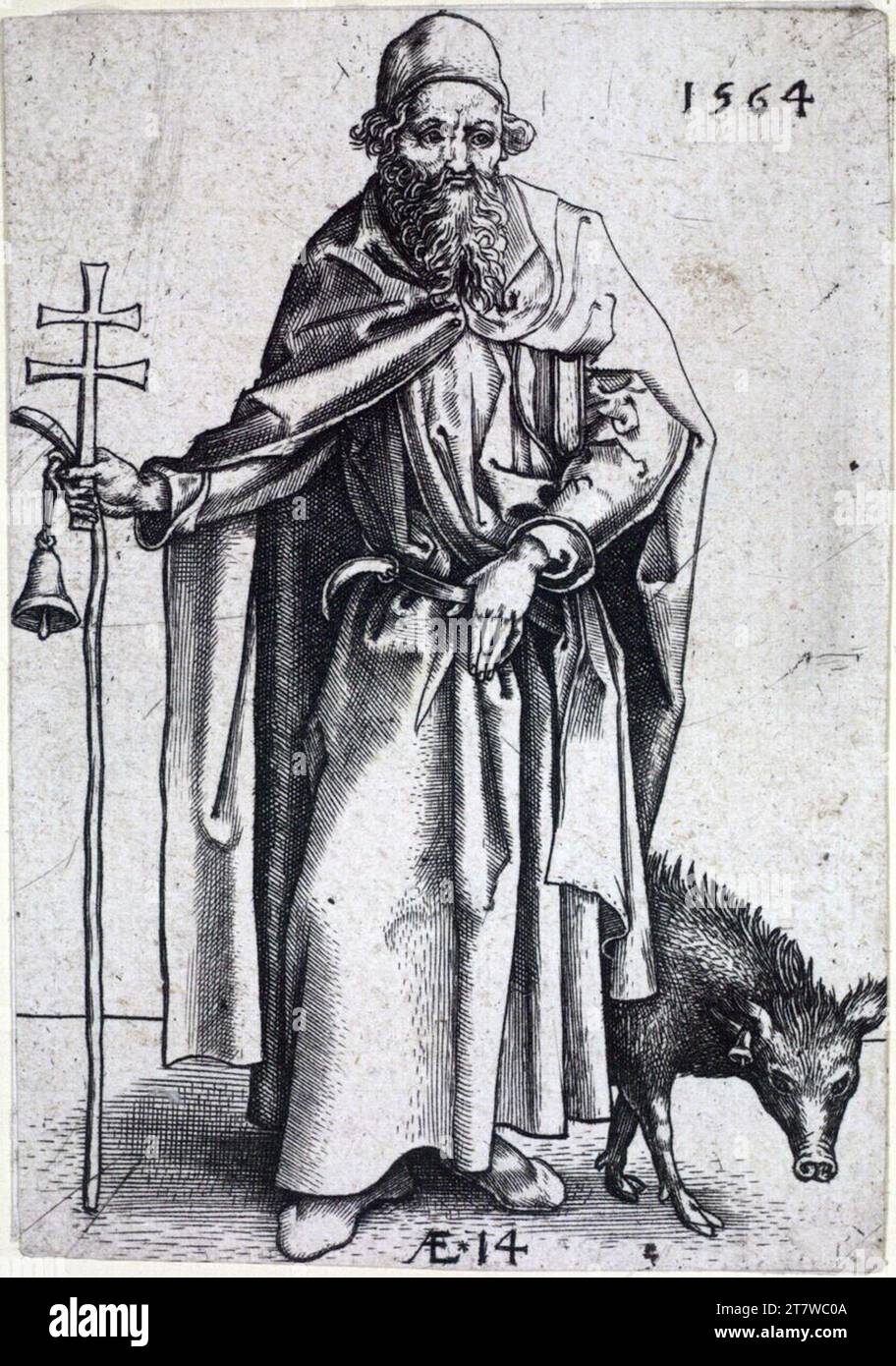 Hieronymus Wierix The St. Antonius. Copper engraving print 1564 , 1564 ...