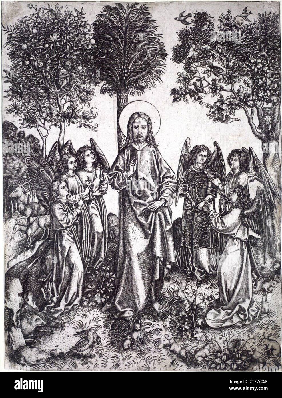 Meister i e The Savior served in the desert of angels. Copper engraving ...