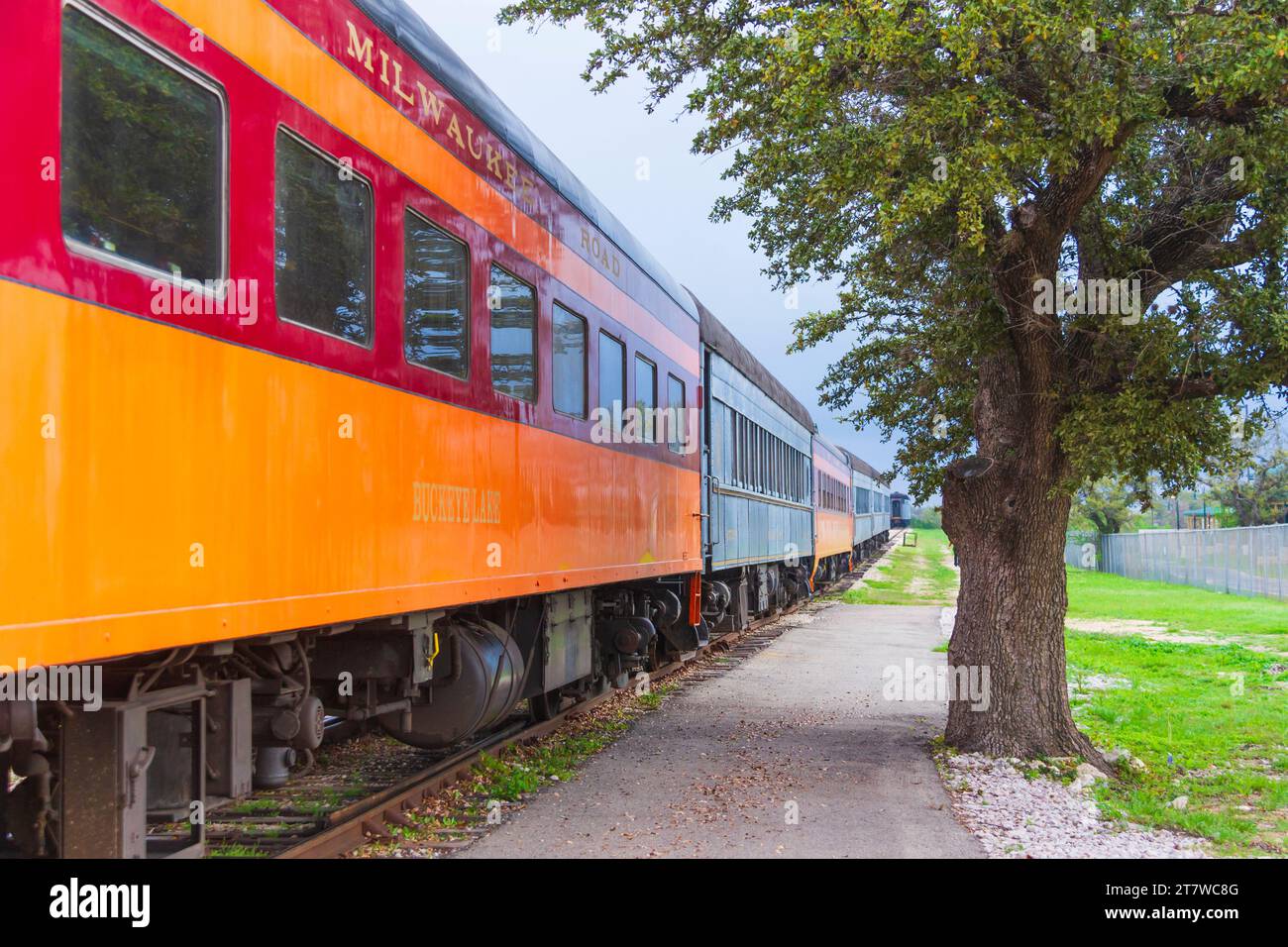 Vintage rail cars, many from 1920s, in the Austin Steam Train ...