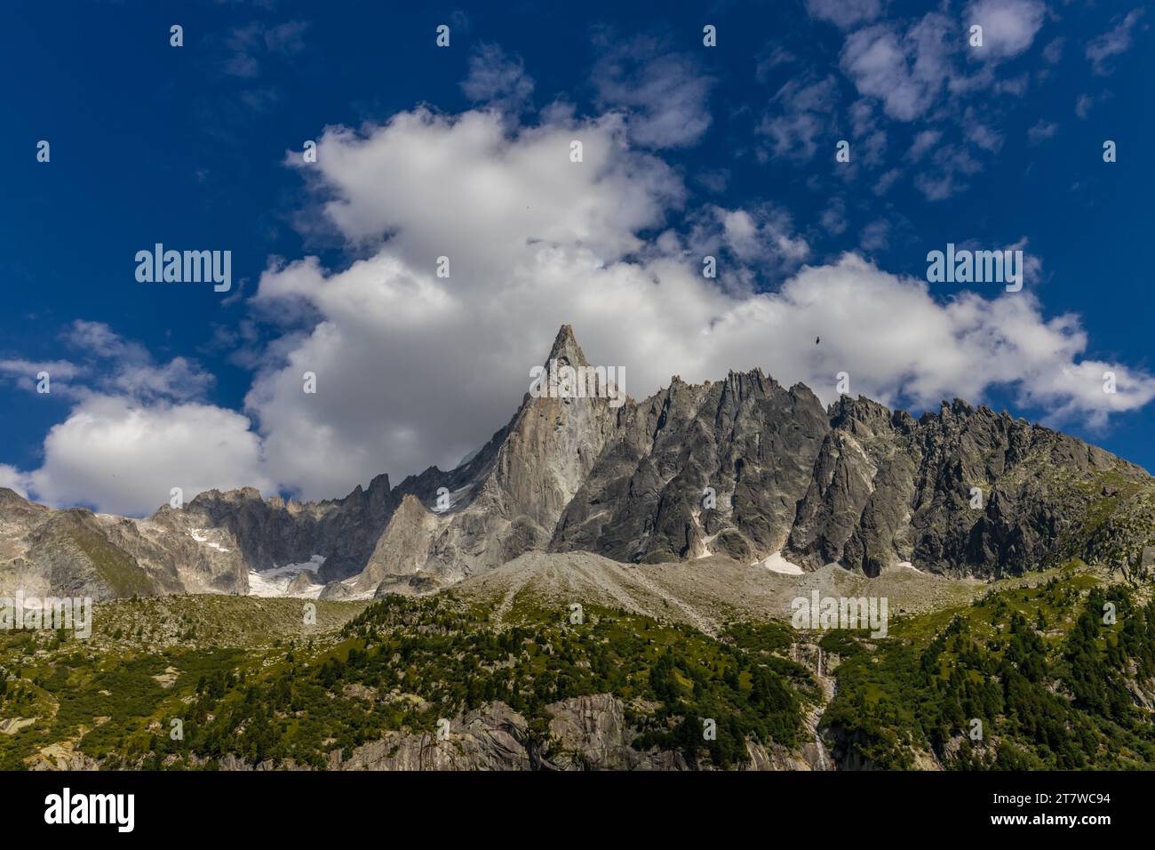 Aiguille du Dru, Les Drus mountain peak, Petit Dru summit in Chamonix ...
