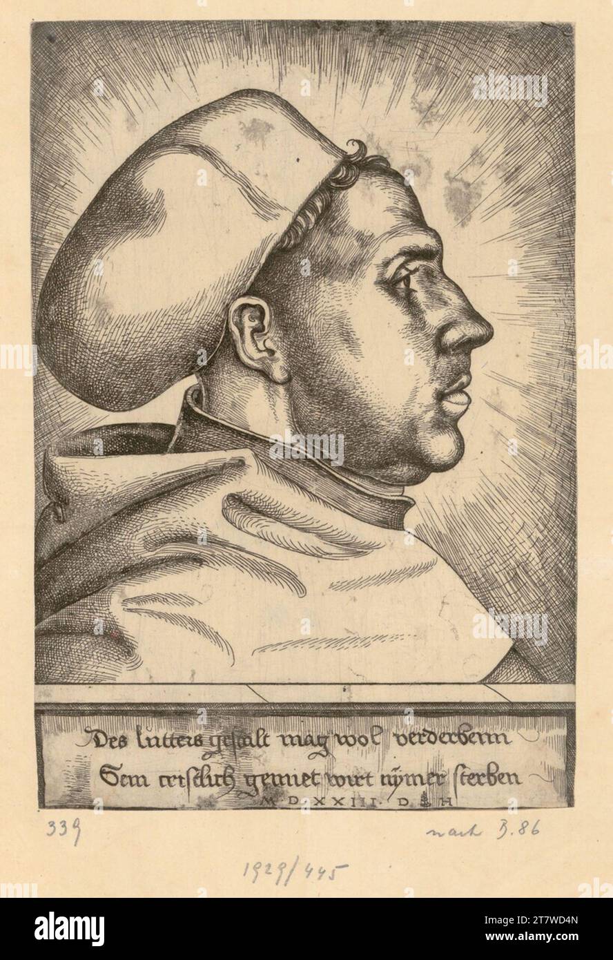 Daniel Hopfer Martin Luther as a monk, half -length portrait in profile ...