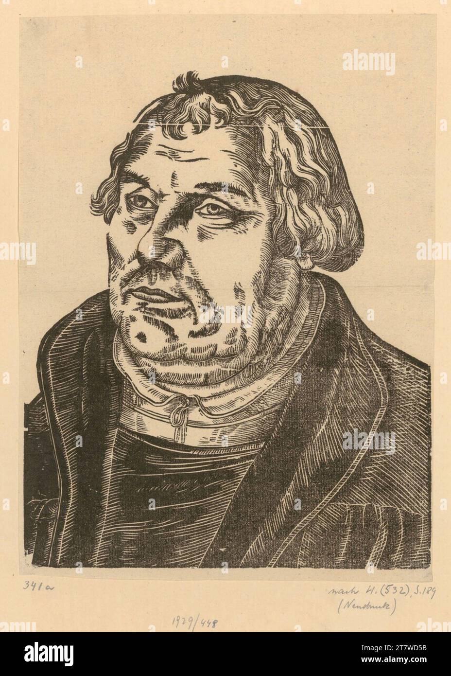 Lucas Cranach d. J. Dr. Martin Luther. Woodcut after 1551 Stock Photo ...