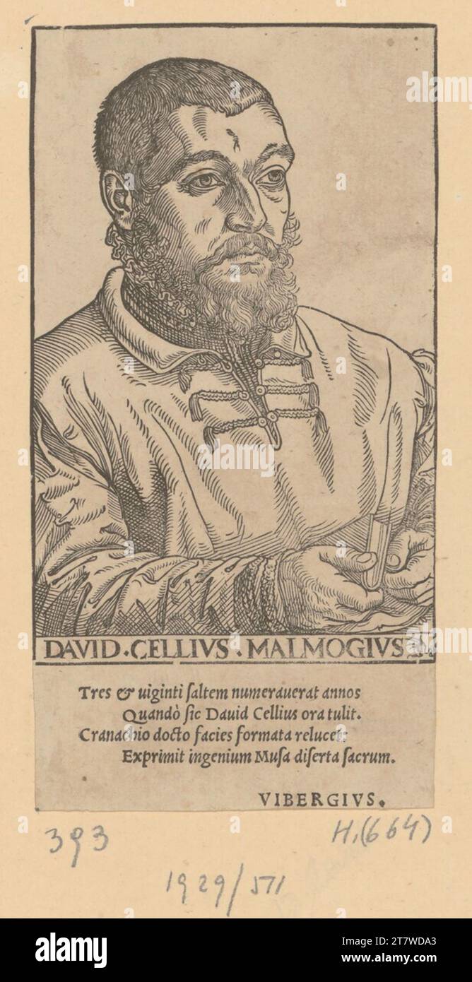 Lucas Cranach d. J. Portrait of David Cellius Malmogius. Woodcut and ...