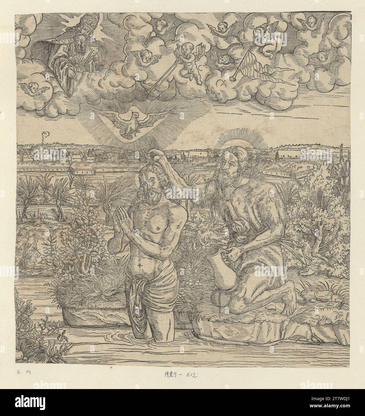 Jacob Lucius The baptism of Christ. Woodcut Stock Photo - Alamy