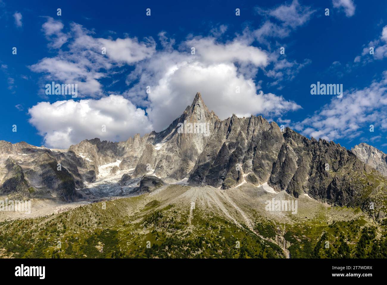 Aiguille du Dru, Les Drus mountain peak, Petit Dru summit in Chamonix ...