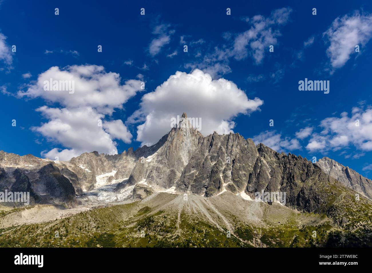 Aiguille du Dru, Les Drus mountain peak, Petit Dru summit in Chamonix ...