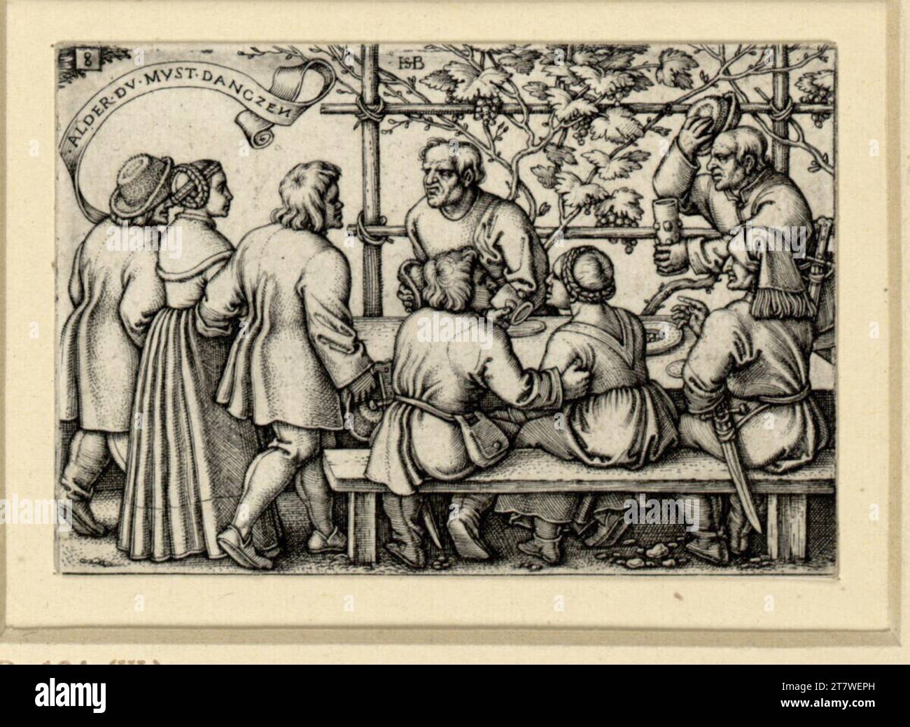 Sebald Beham Peasant feast. Copper engraving print Stock Photo - Alamy