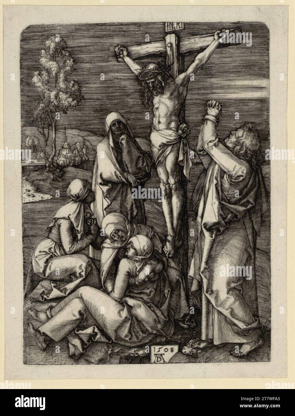 Albrecht Dürer Christ on the cross. Copper engraving print 1508 , 1508 Stock Photo - Alamy
