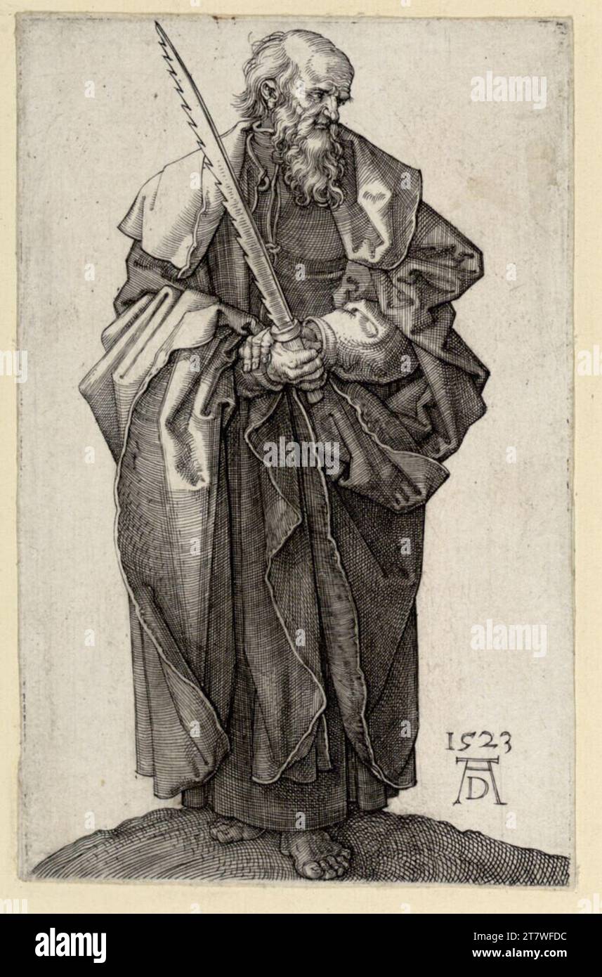 Albrecht Dürer The apostle Simon. Copper engraving; Blatt is curtailed ...