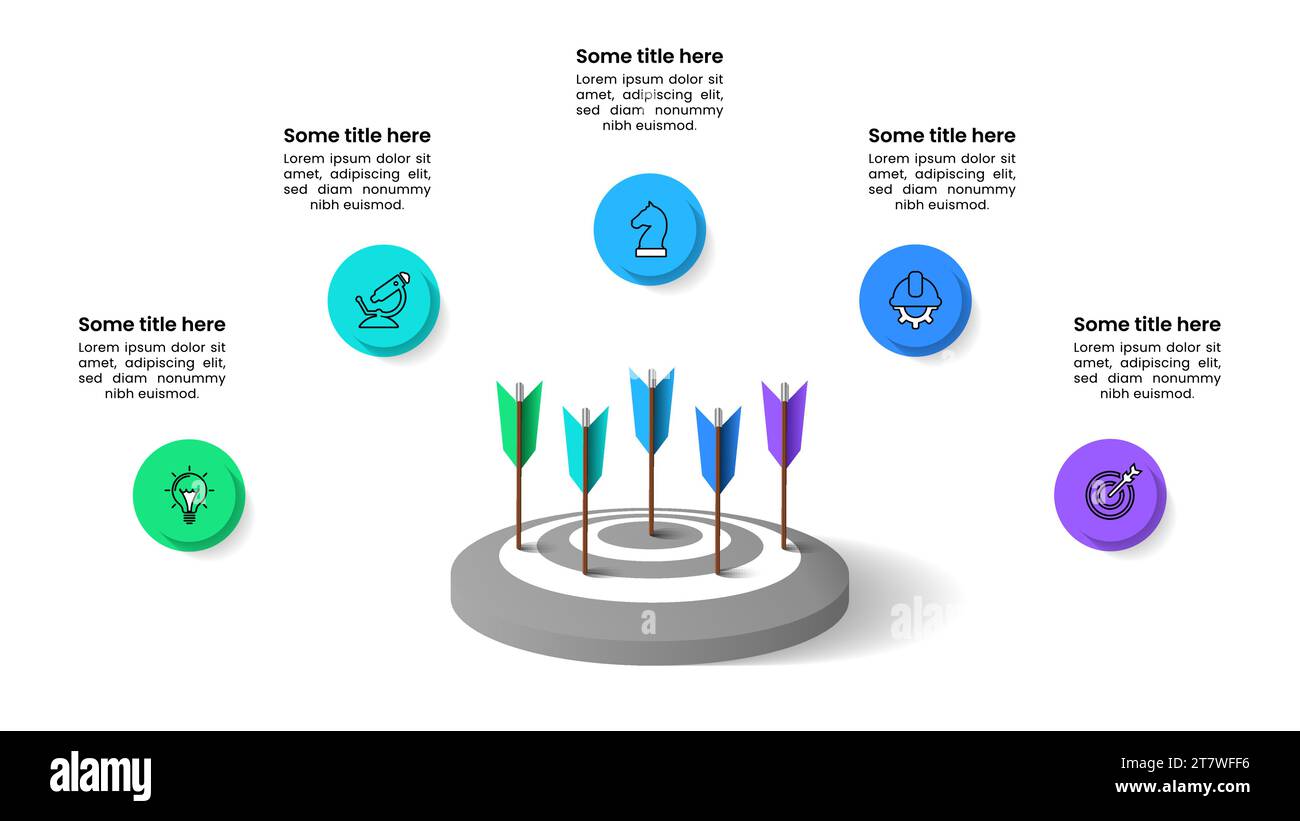 Infographic template with icons and 5 options or steps. Dartboard. Can ...