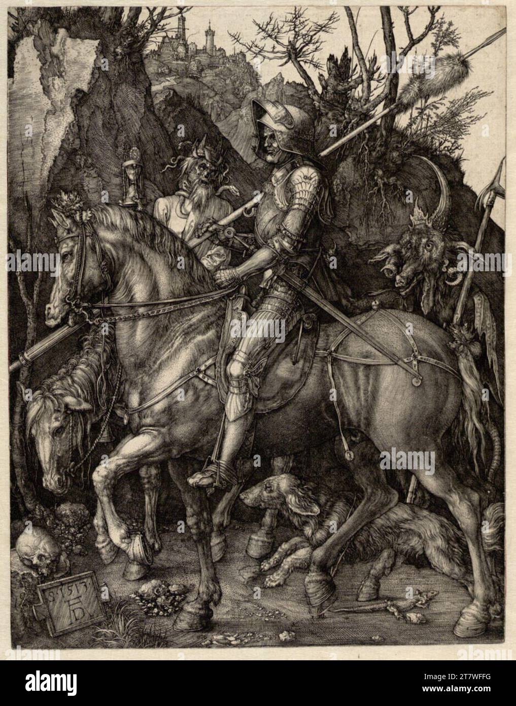 Albrecht Dürer Knight, death and devil. Copper engraving; Leaf is ...