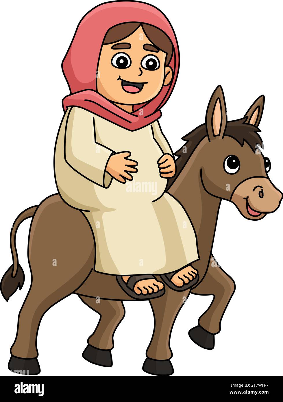 Mary and the Donkey Cartoon Colored Clipart Stock Vector Image & Art ...