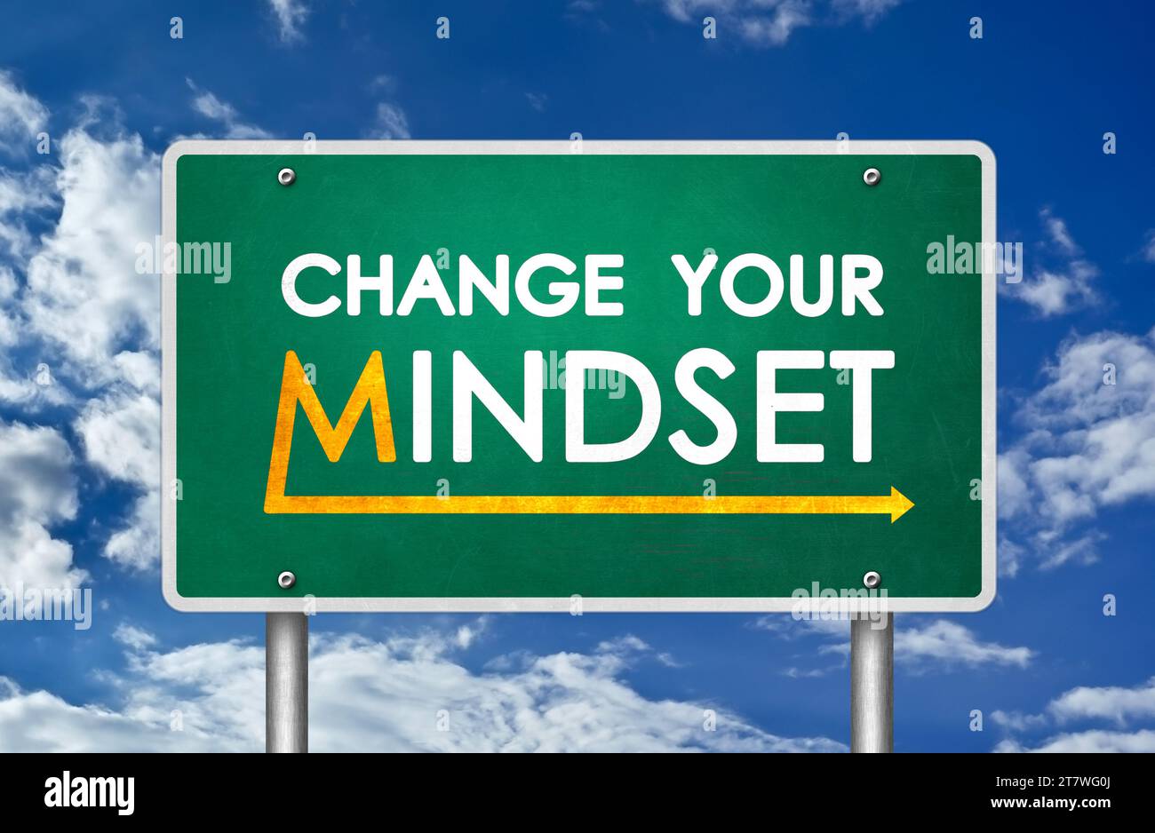 Change your mindset - road sign concept Stock Photo - Alamy