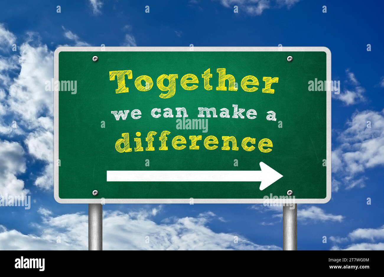 Together we can make a difference - road sign concept Stock Photo - Alamy