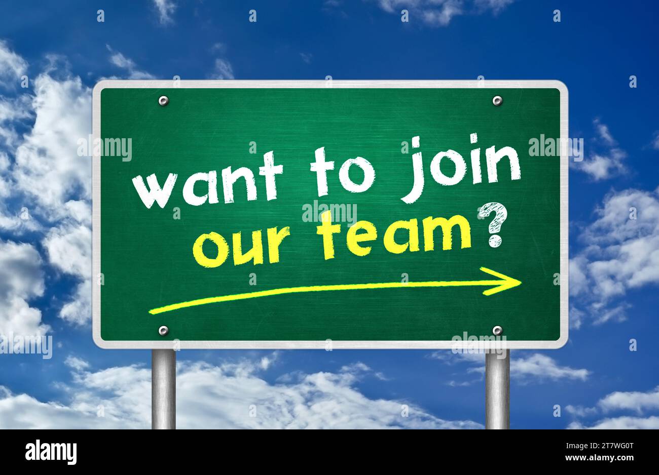 Want to join our team - road sign concept Stock Photo - Alamy
