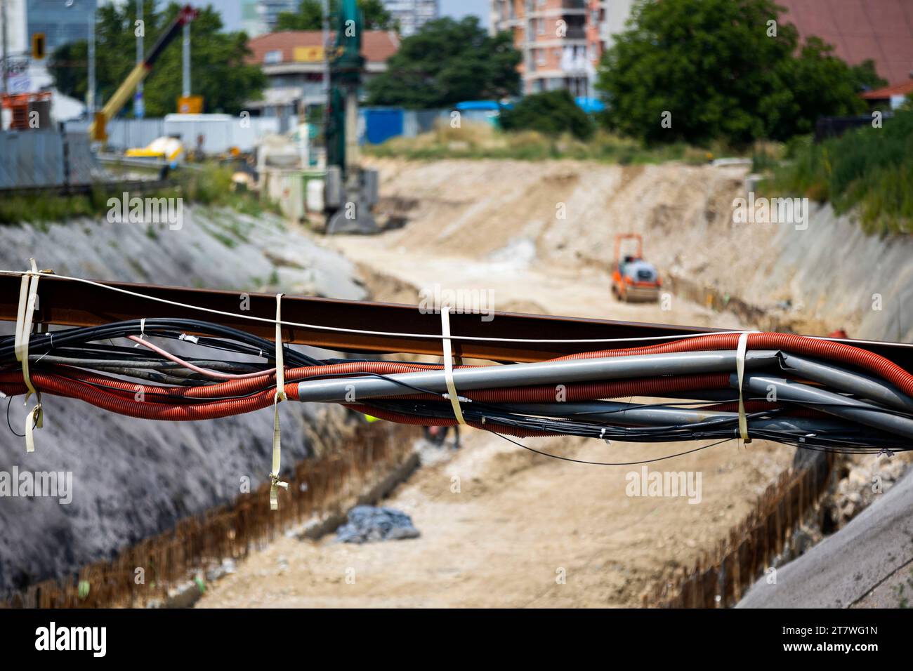 Electric cables on a subway construction site Stock Photo - Alamy