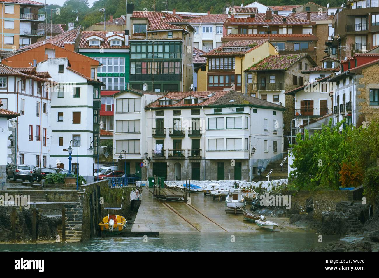 A breathtaking panorama of Mundaka's quaint harbor, framed by charming ...