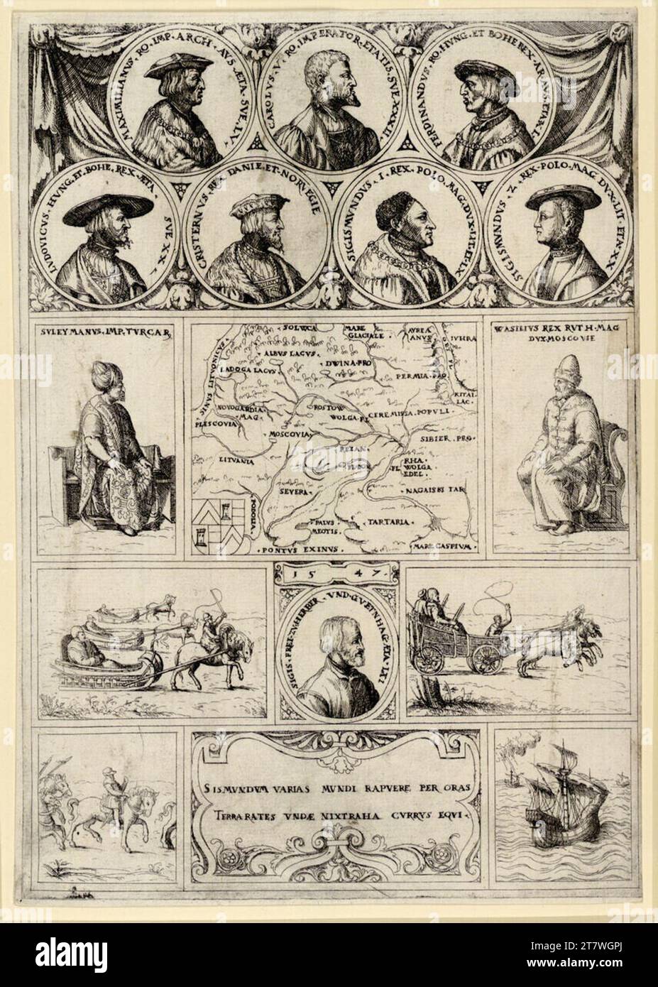Augustin Hirschvogel The map of Russia, portraits of the grand prince ...