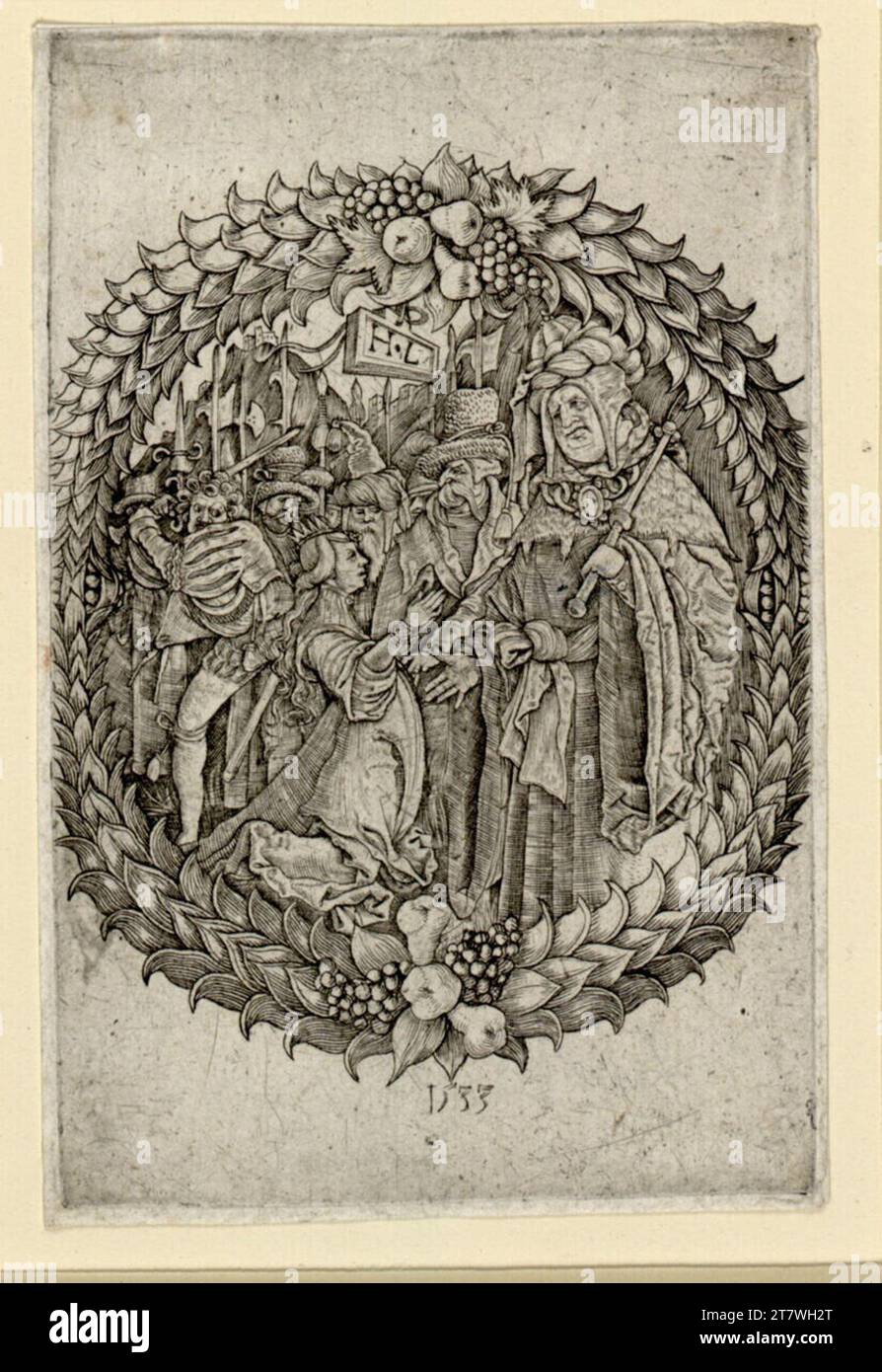 Meister HL The beheading of St. Barbara. Copper engraving print 1533 ...