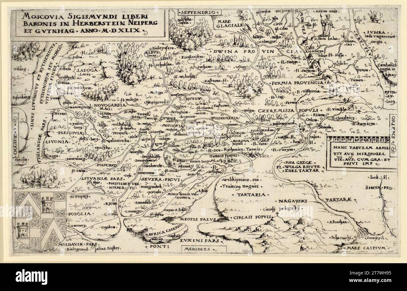 Augustin Hirschvogel Map of Russia. etching around 1549 Stock Photo - Alamy