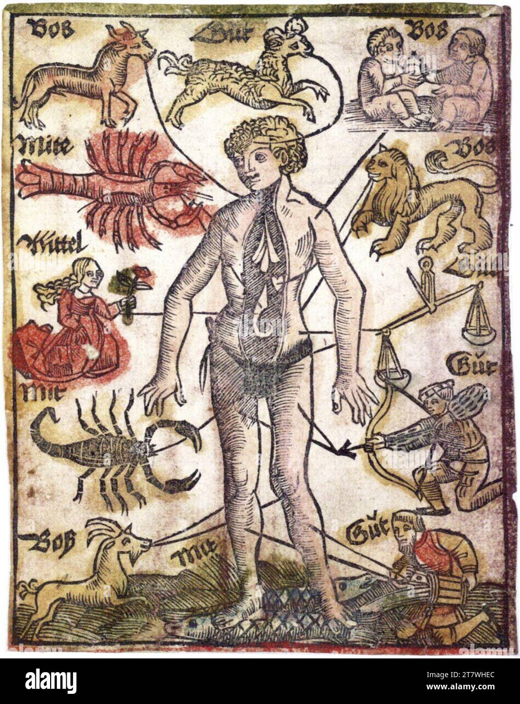 Zodiac man woodcut hi-res stock photography and images - Alamy