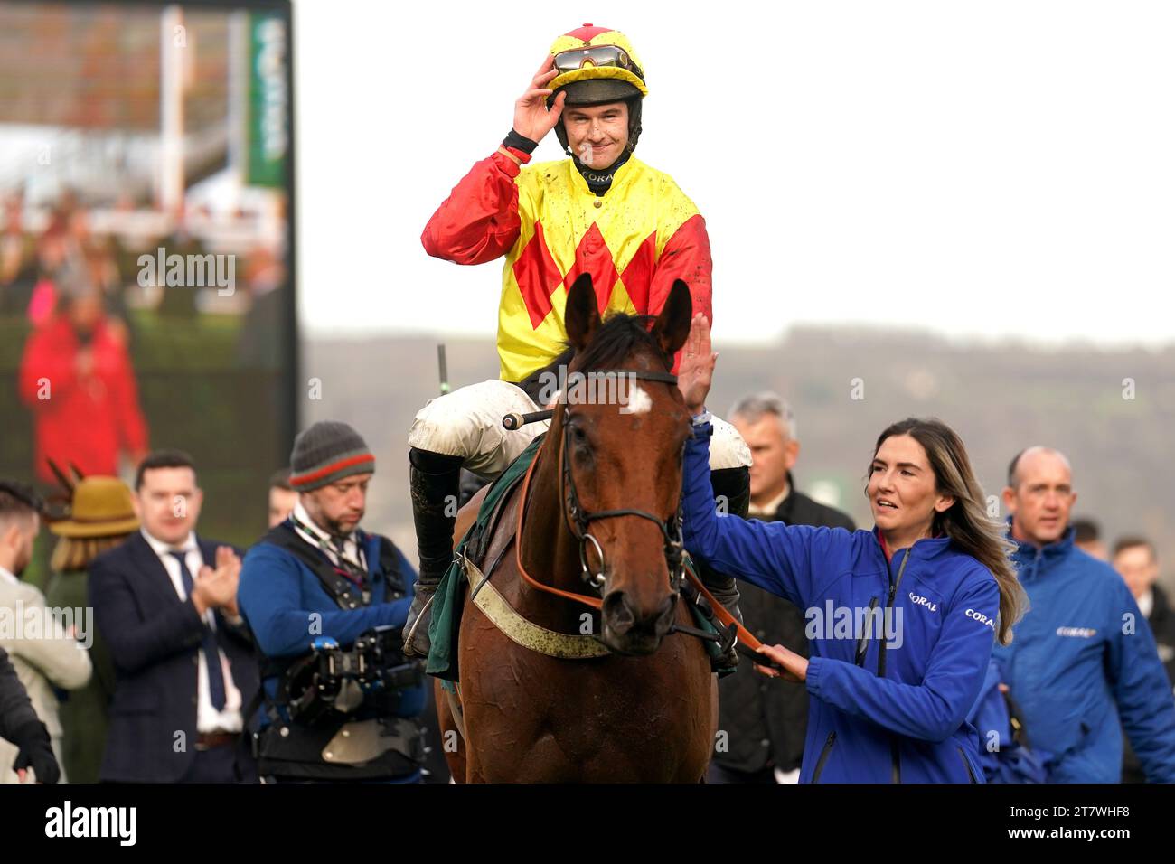 Jockey Brendan Powell celebrates winning the Mucking Brilliant Paddy ...
