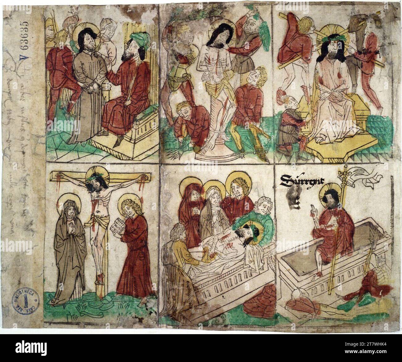 Anonym The suffering of Christ. Woodcut, colored before 1460 Stock ...