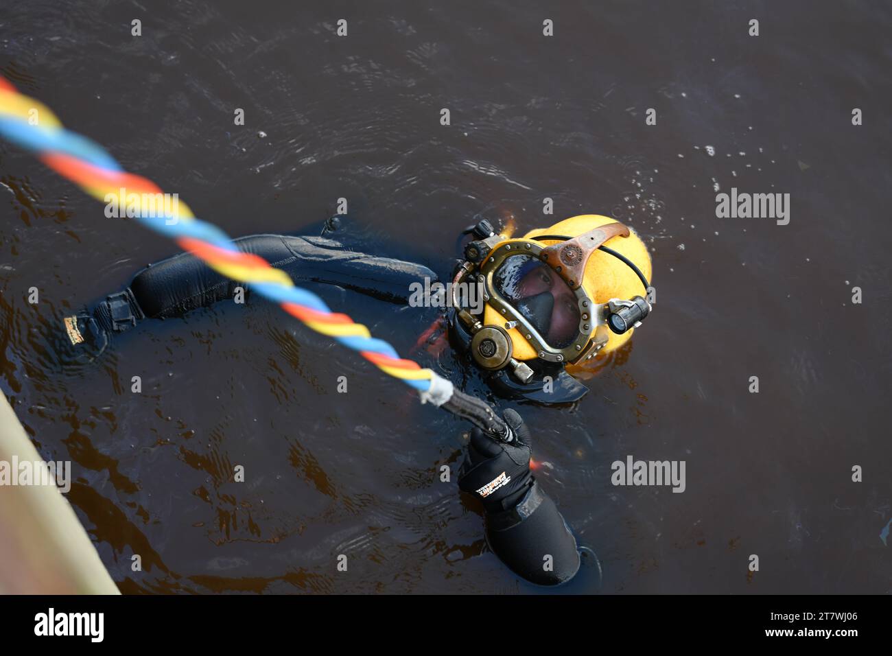 Emden, Germany. 17th Nov, 2023. A diver looks up at his colleague ...