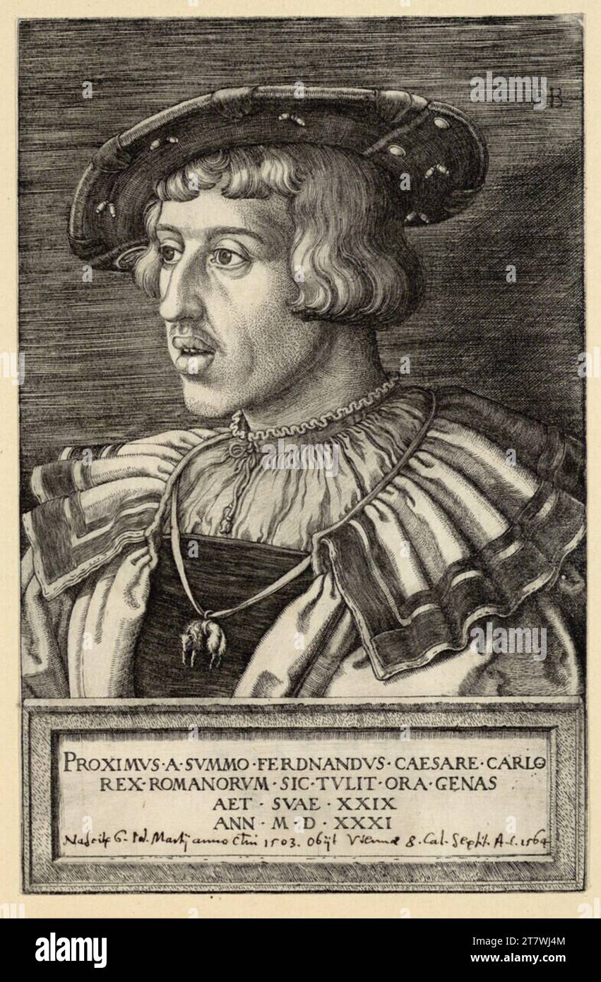 Barthel Beham König Ferdinand I.. Copper engraving print 1531 , 1531 ...