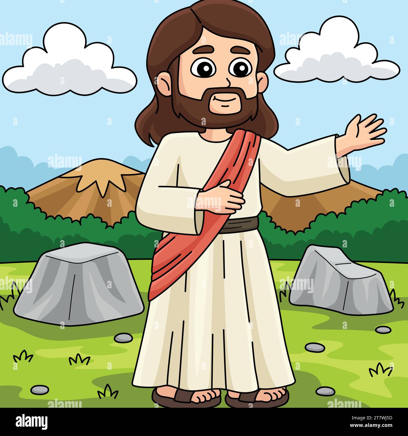 Christian Jesus Preaching Colored Cartoon Stock Vector Image & Art - Alamy