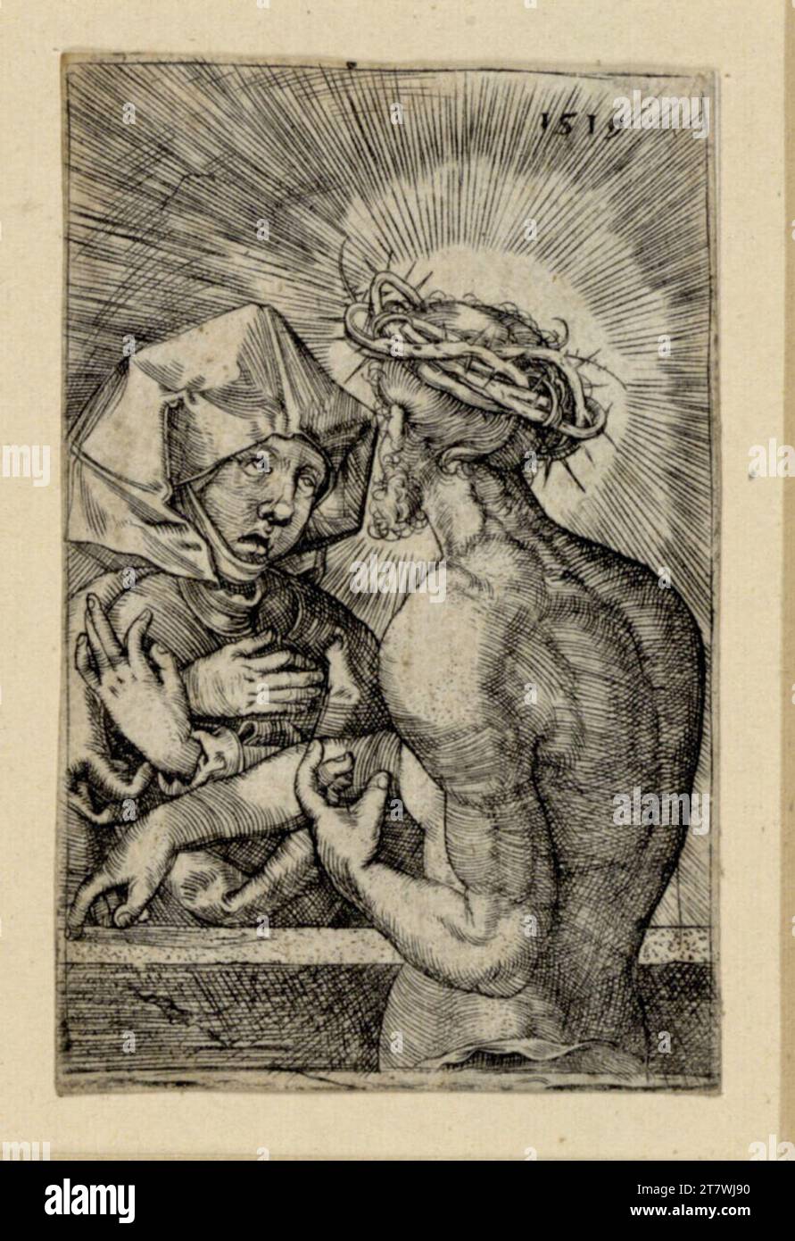 Sebald Beham The pain man at the foot of the cross . Copper engraving ...
