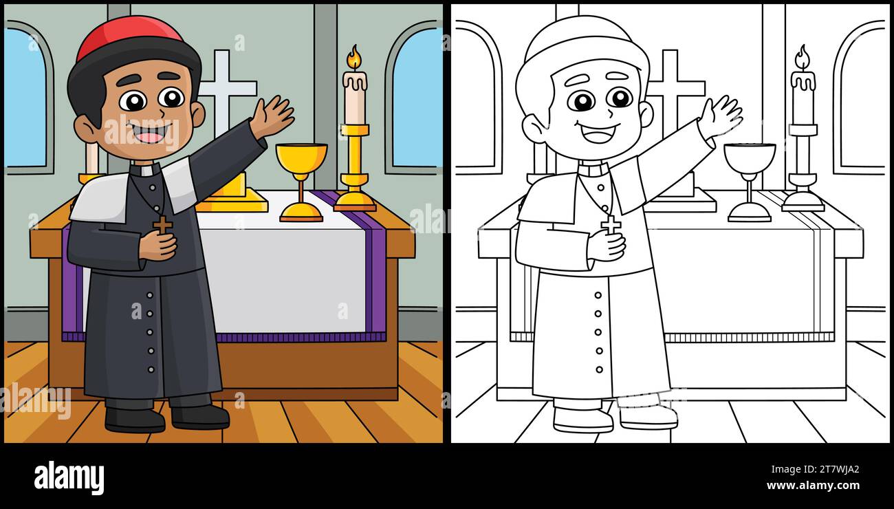 Christian Priest Coloring Page Illustration Stock Vector Image & Art ...