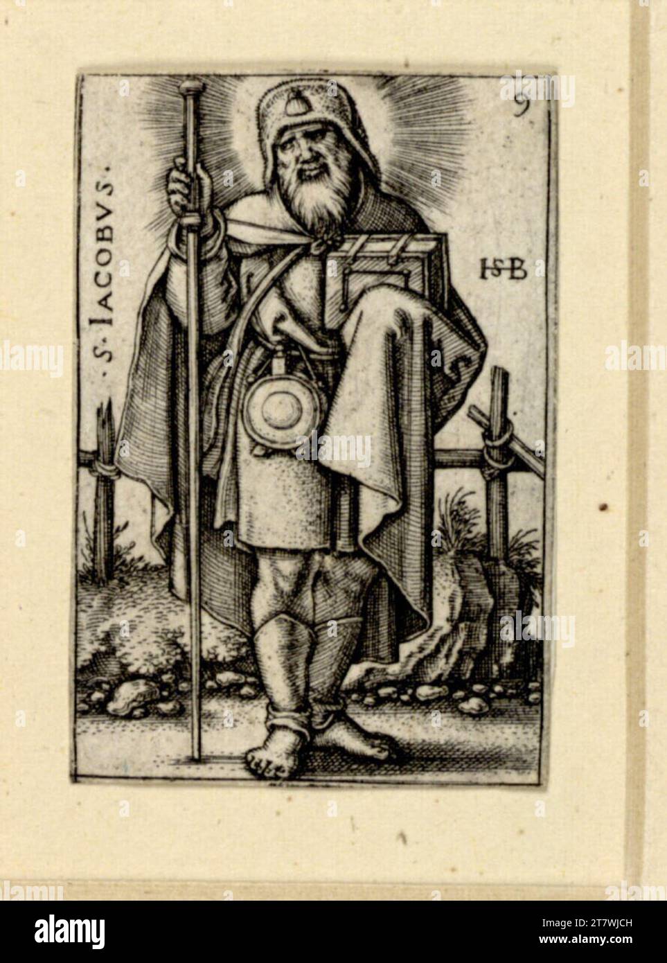 Sebald Beham Jakobus, the bigger one. Copper engraving print Stock ...