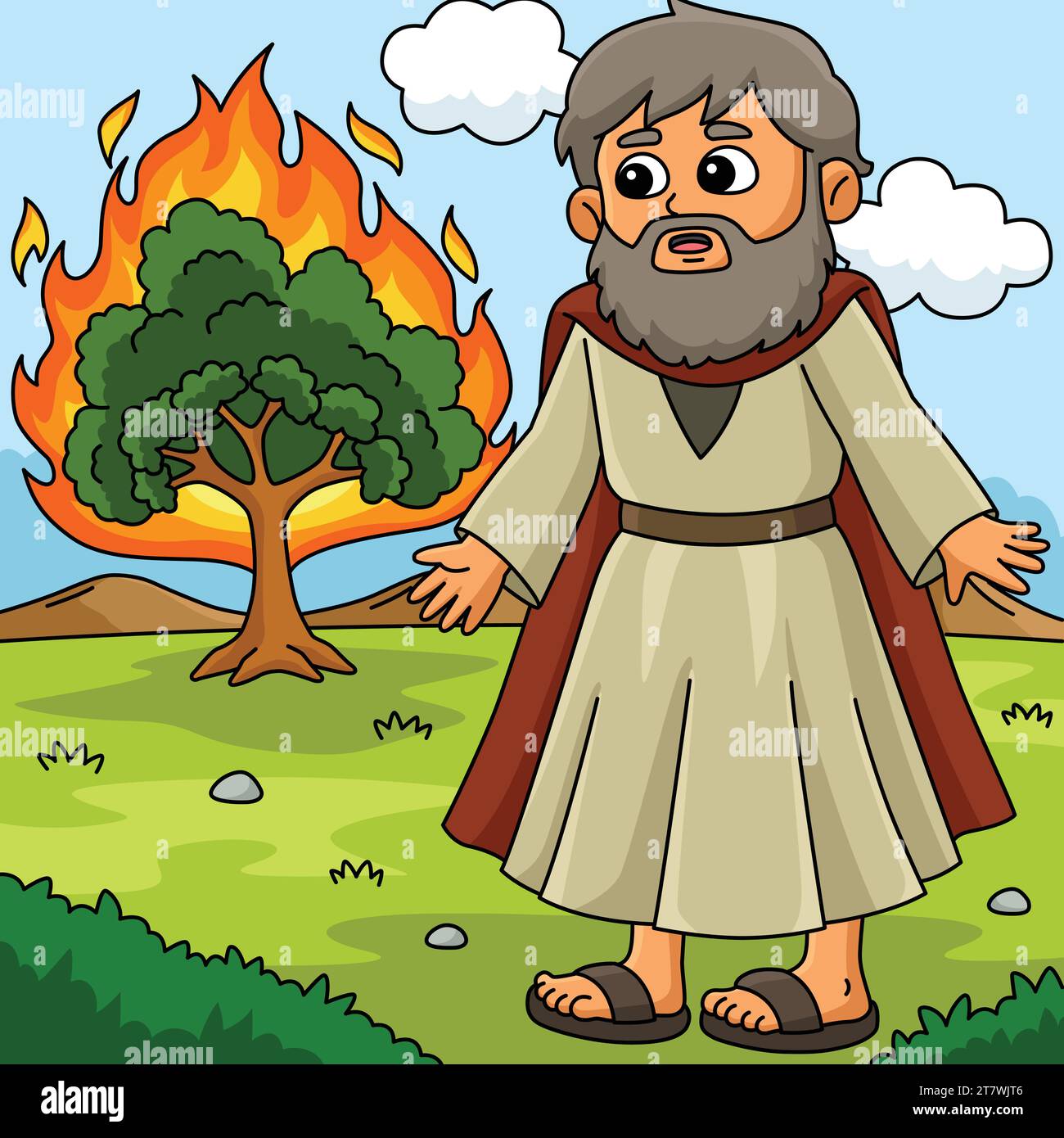 Moses and the burning bush Stock Vector Images - Alamy