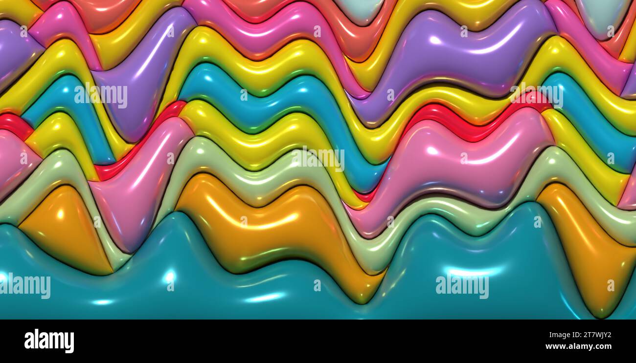 Abstract background with various inflated figures, 3D rendering illustration Stock Photo - Alamy