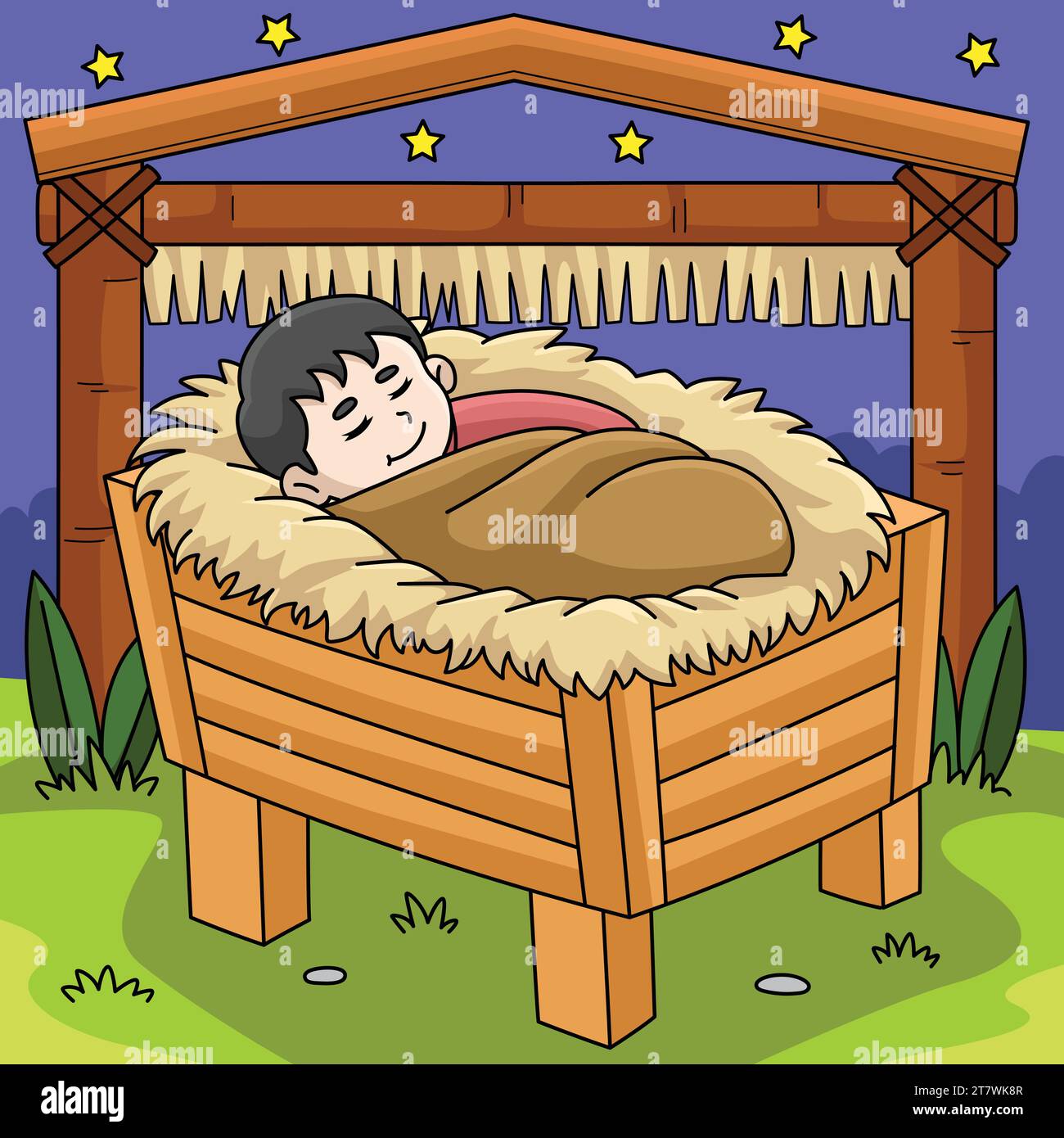 Christian Baby Jesus Colored Cartoon Illustration Stock Vector Image ...