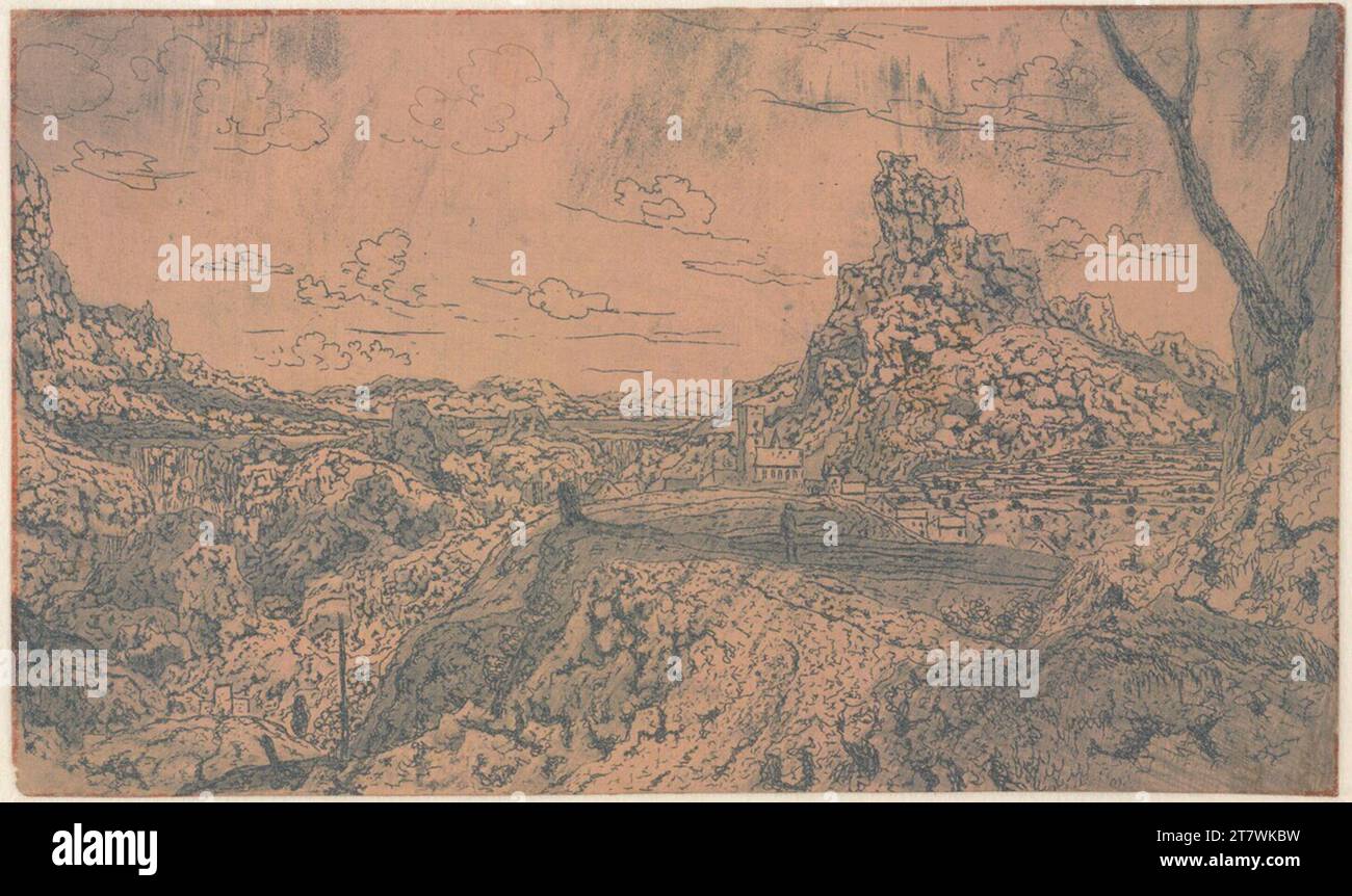 Hercules Pietersz. Seghers Landscape with a pointed rock and grated ...