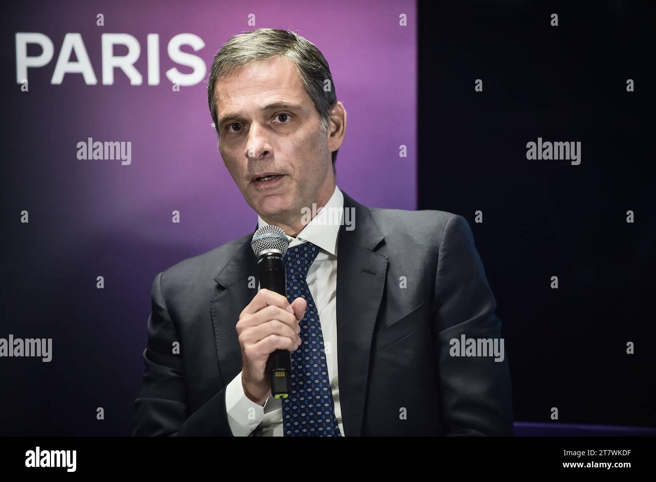 Paris, France. 17th Nov, 2023. CEO of CMA CGM Rodolphe Saade attends a ...