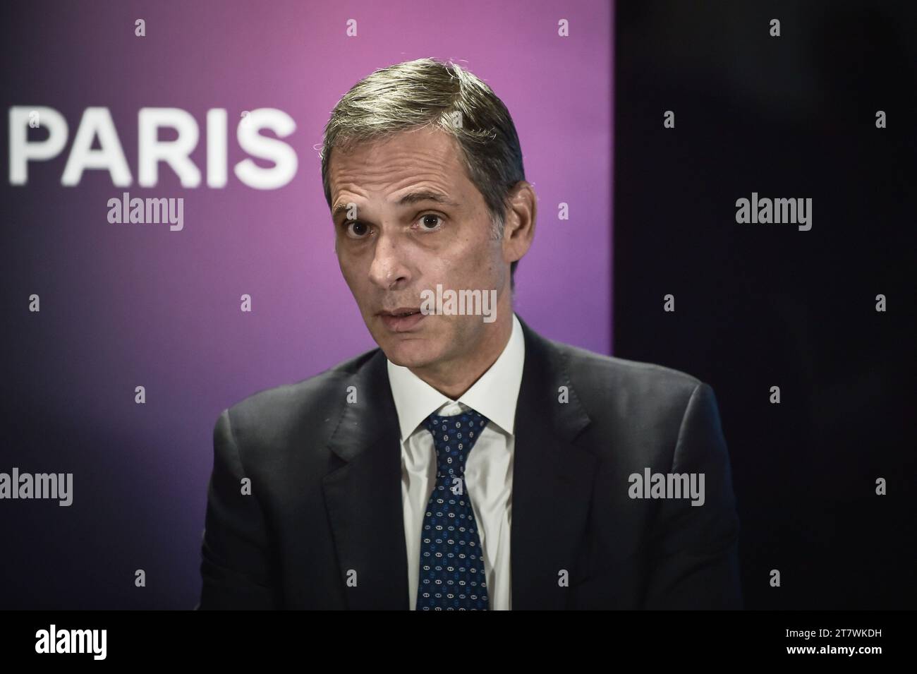 Paris, France. 17th Nov, 2023. CEO of CMA CGM Rodolphe Saade attends a ...