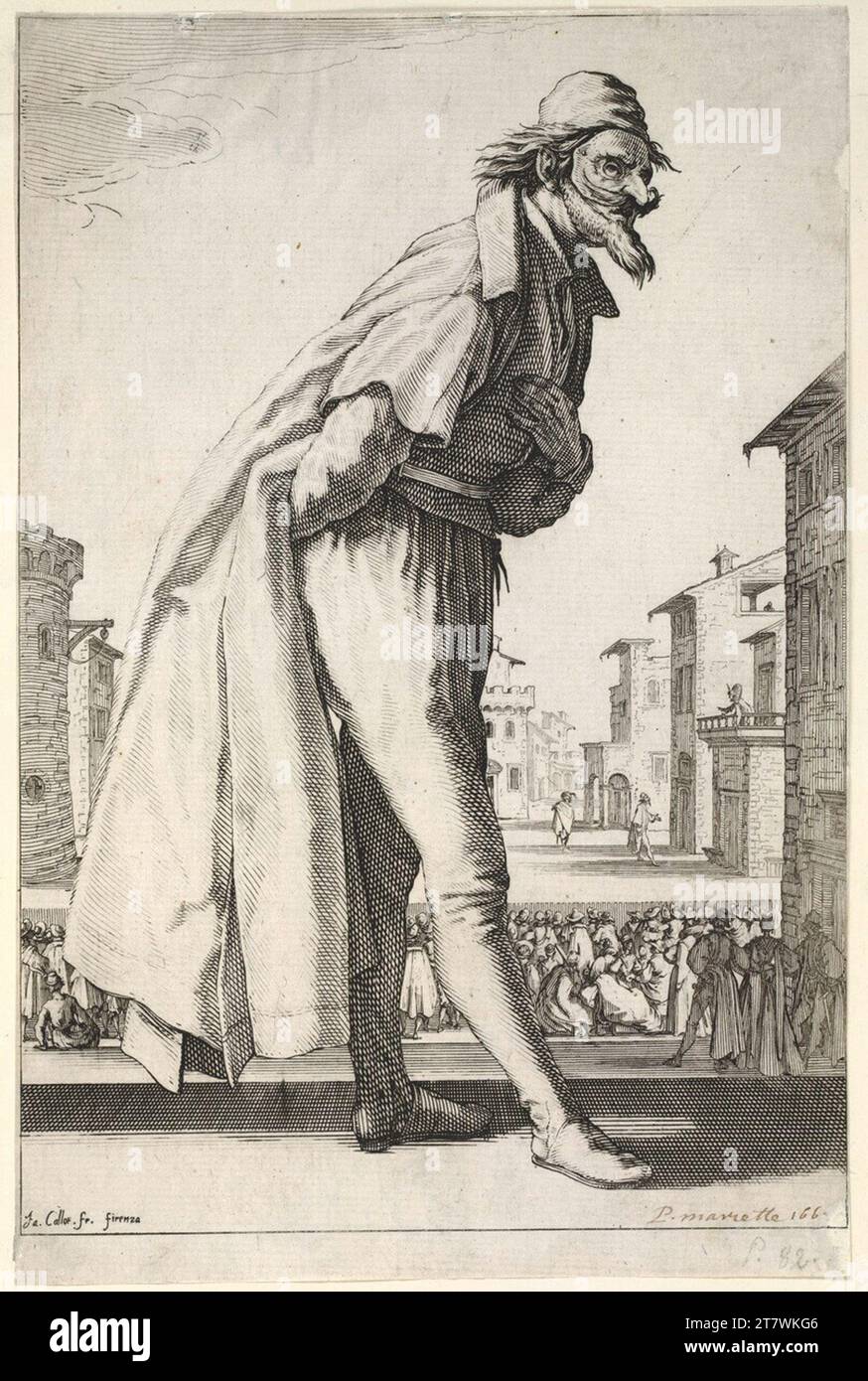 Jacques Callot Cassandre ODER pants. Etching (and tombstick) around ...