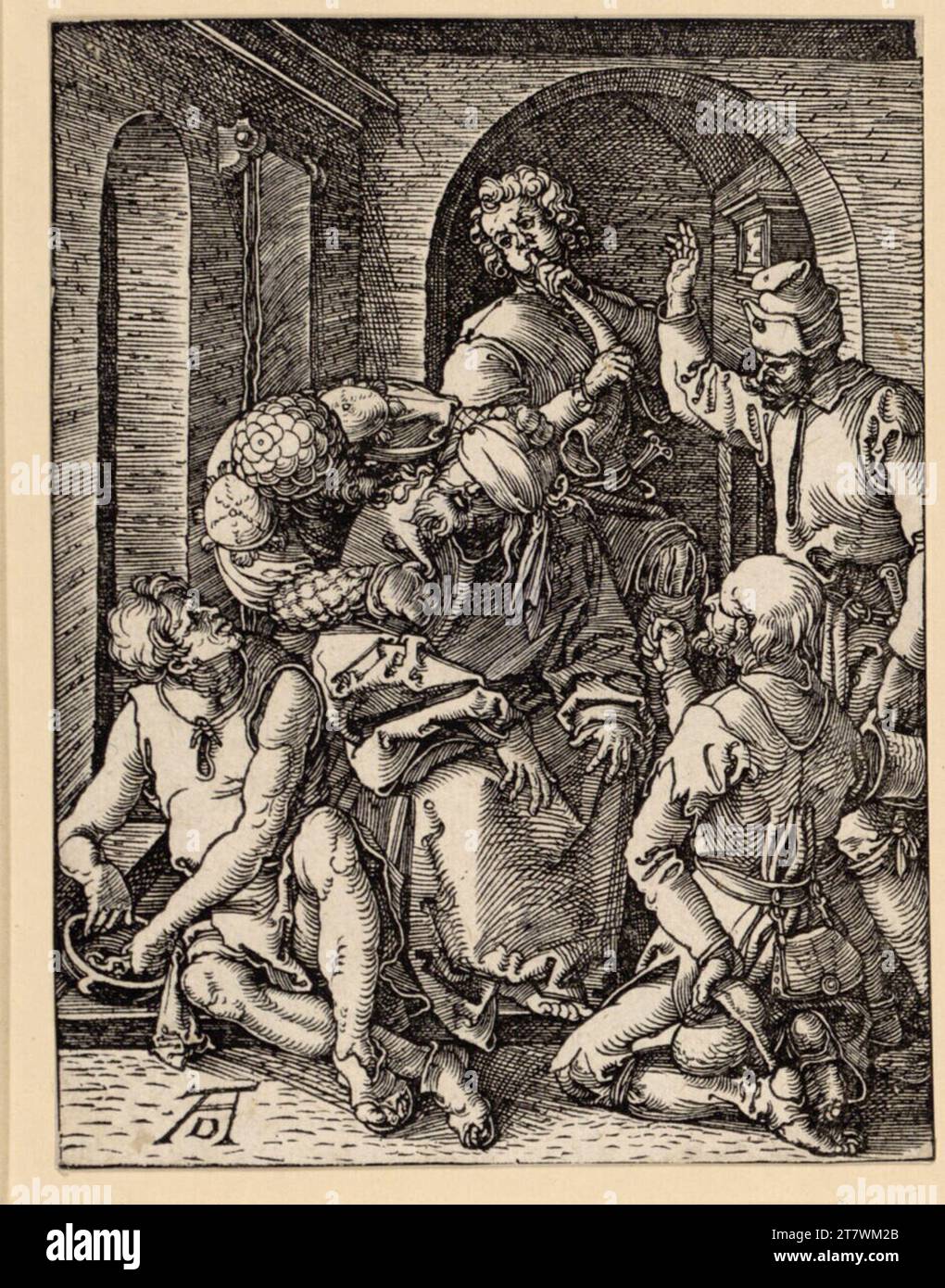 Albrecht Dürer The mockery of Christ (little passion, 15). Woodcut; Sheet is curtailed, remnants ...