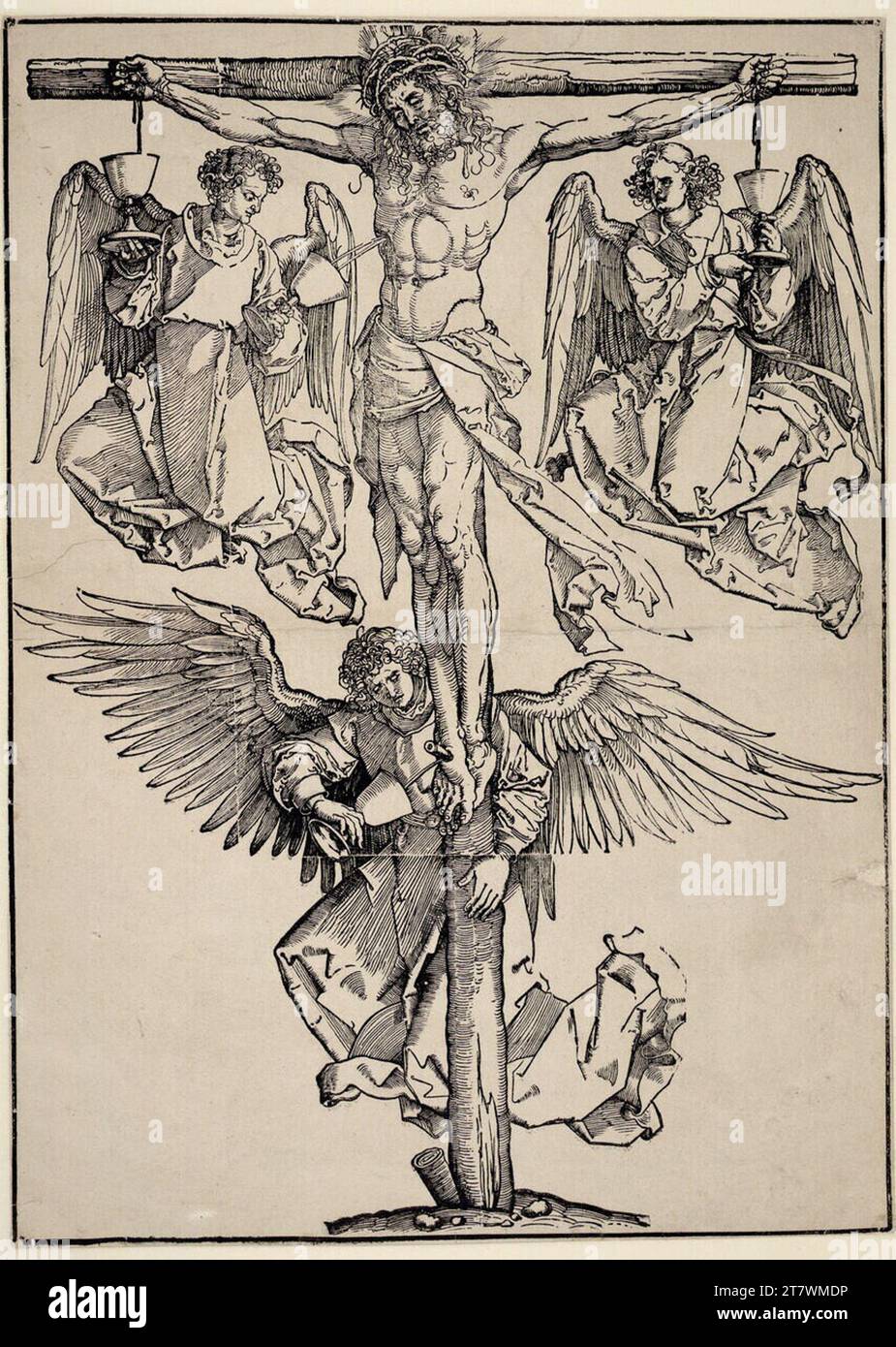 Albrecht Dürer Christ on the cross with the three angels. Woodcut around 1513 Stock Photo - Alamy